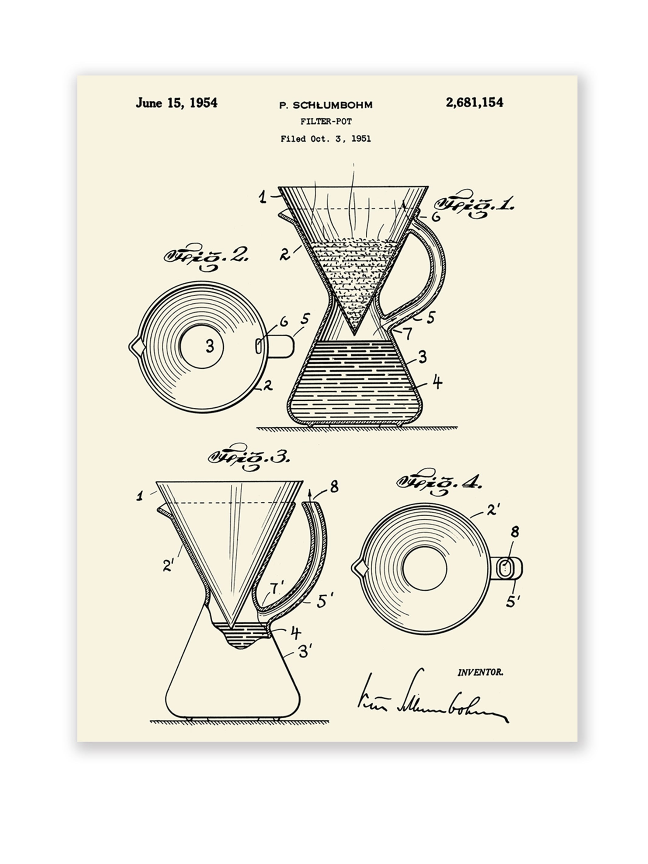 Patent Poster Filter Pot 1951 – Chemex Coffeemakers & Filters